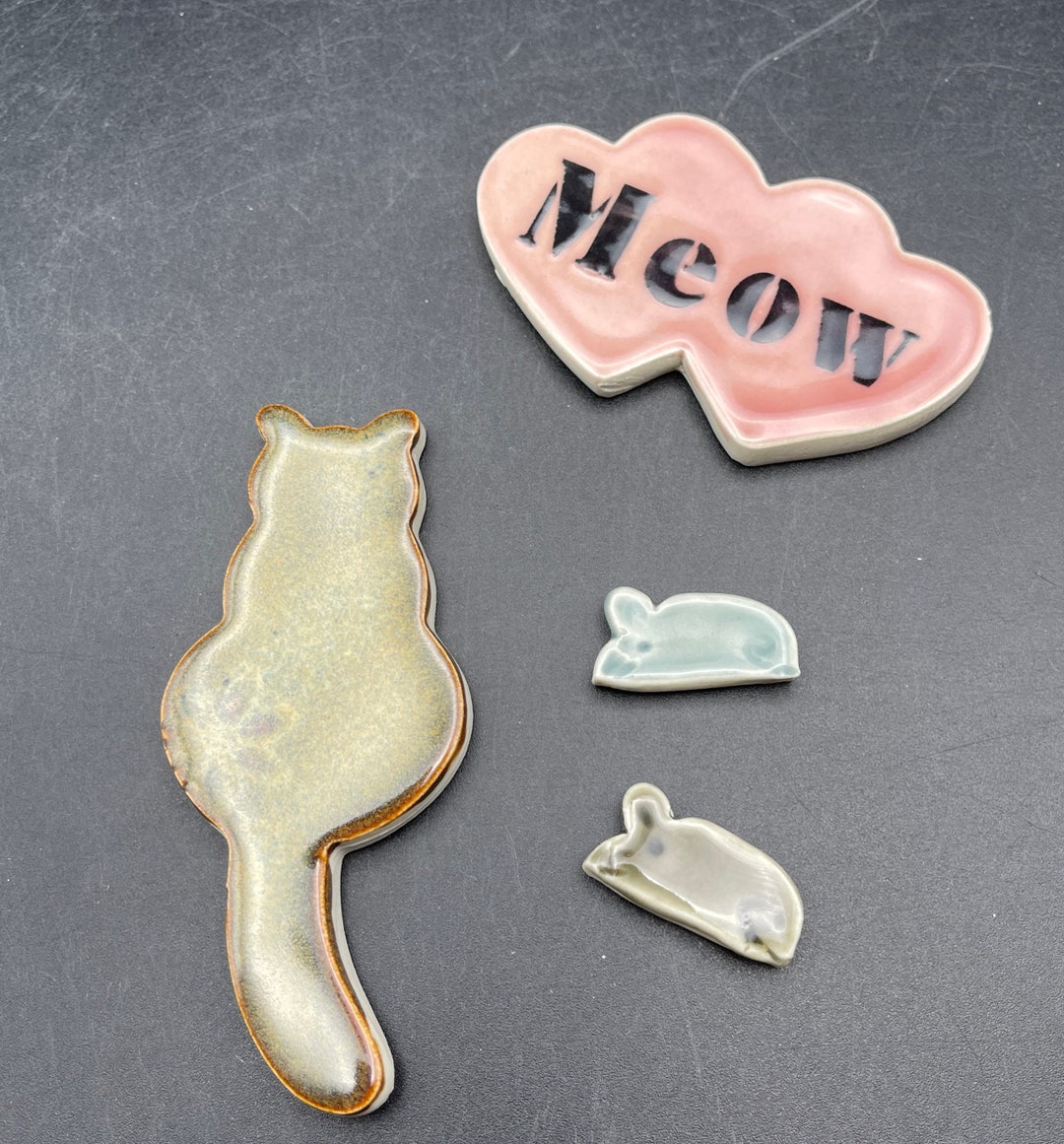 Ceramic Cat Mosaic Tile, and meow Heart Tile, and Two Tiny Mice Ceramic ...