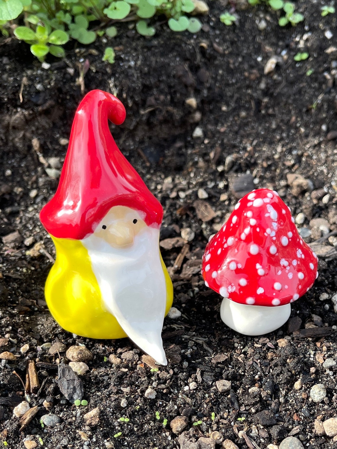 Gnome With One Ceramic Toadstool. Handmade, Ceramic Art. Fabulous Fungi ...