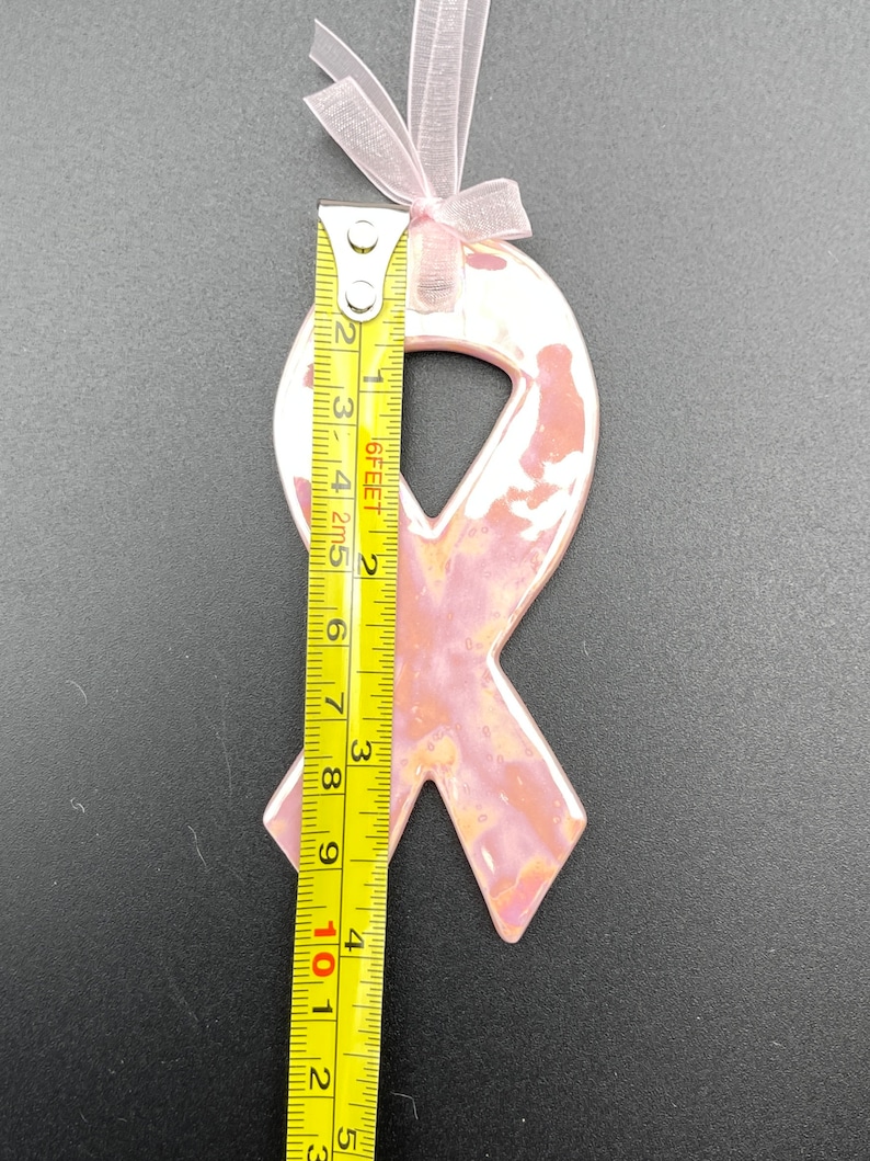 Breast Cancer Ribbon Ornament Handmade Iridescent Pink Ribbon - Etsy