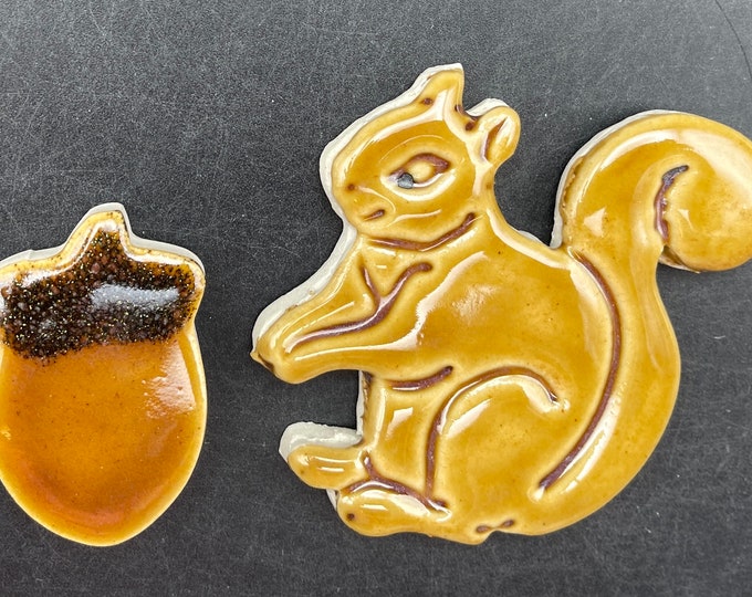 Ceramic Mosaic Squirrel and Acorn Tiles - Etsy