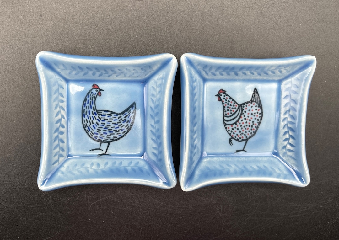 Ceramic Square Plates. Set of Two Small Handmade Ceramic Dishes. Ring ...