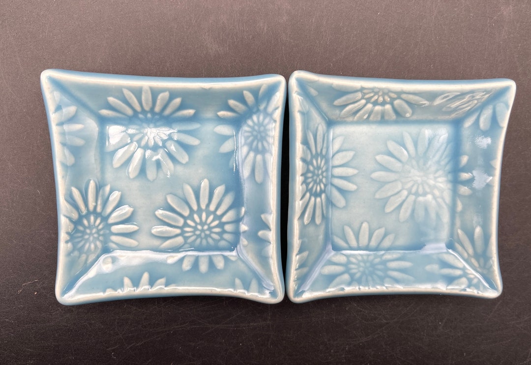 Ceramic Square Plates. Set of Two Small Handmade Ceramic Dishes. Ring ...