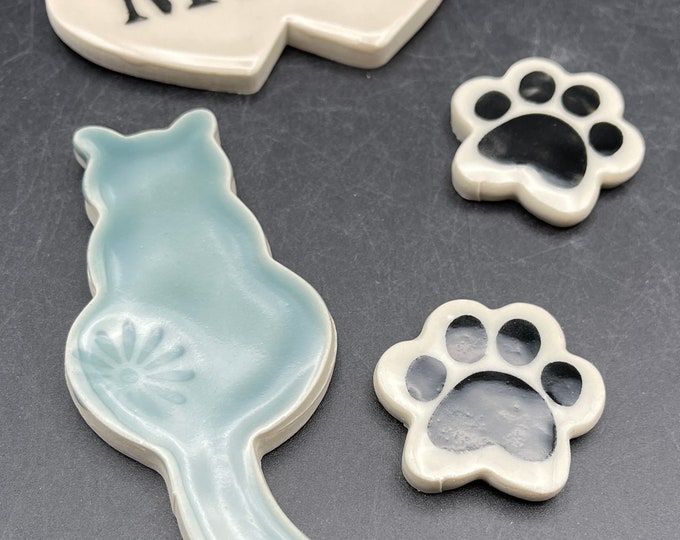 Ceramic Paw Prints, Cat Mosaic Tile, and “meow” Heart Tile. Ceramic ...