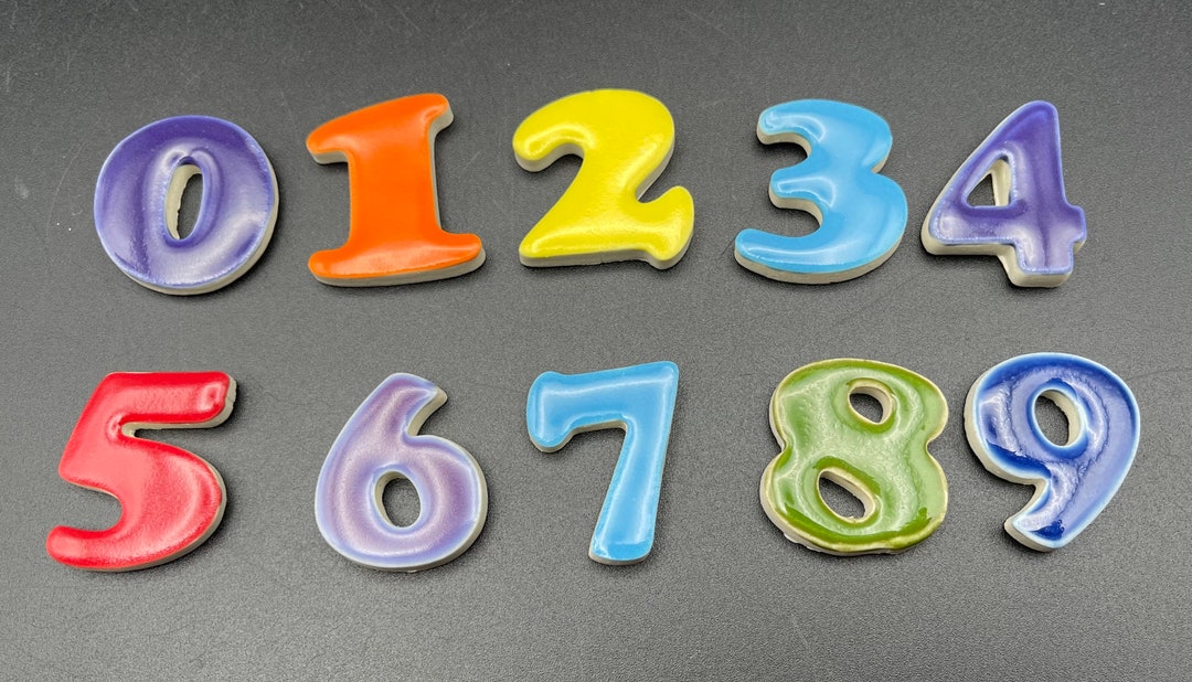 Set of 4 (or More) Ceramic Numbers Tiles Indoor/outdoor Use, Mosaics ...