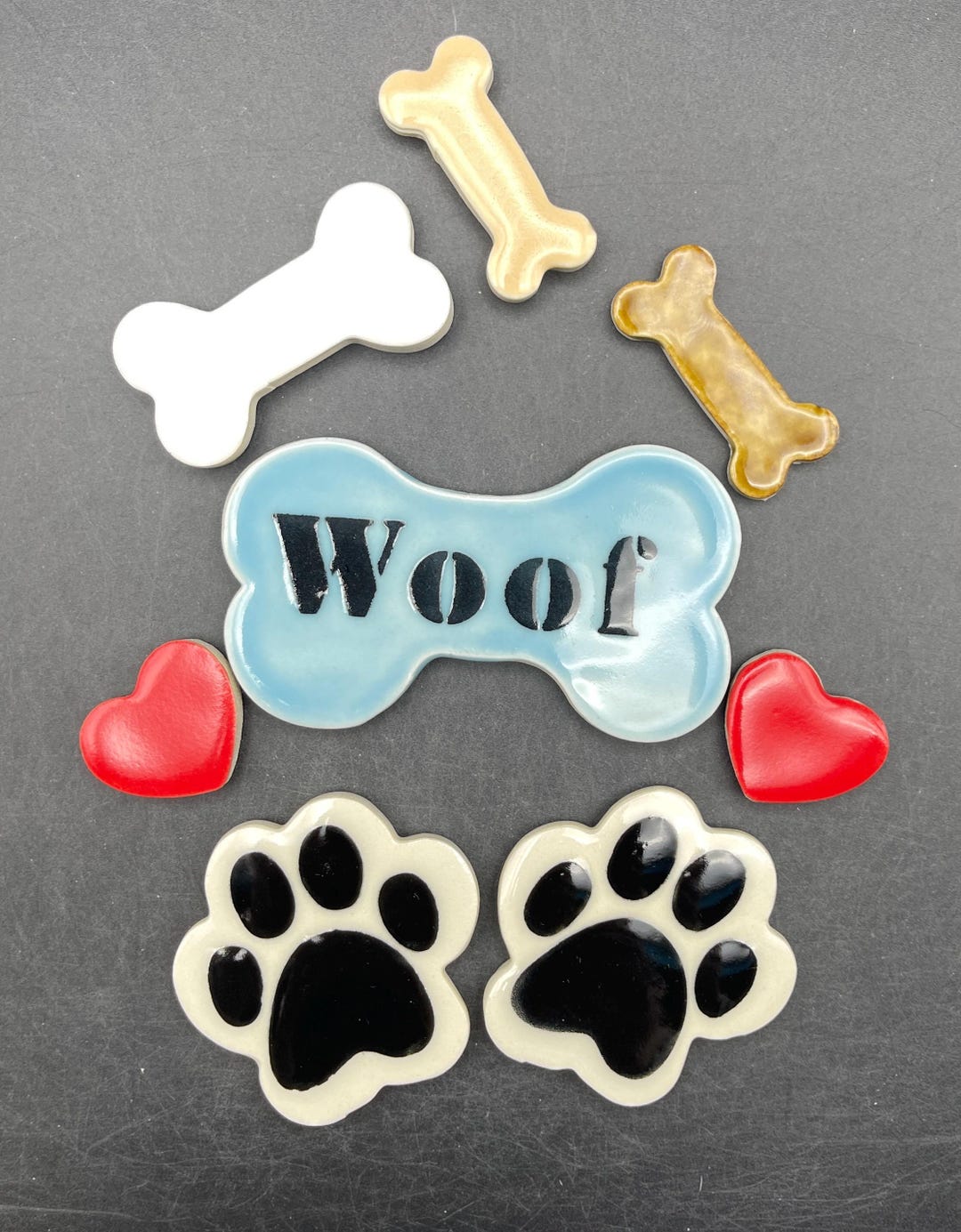 Ceramic Paw Prints and Dog Bone Mosaic Tiles. One Woof Bone, 3 Dog ...
