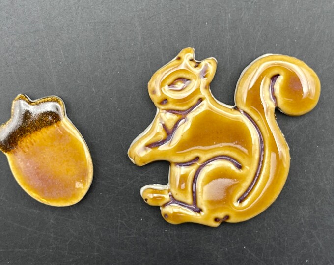 Ceramic Mosaic Squirrel and Acorn Tiles - Etsy