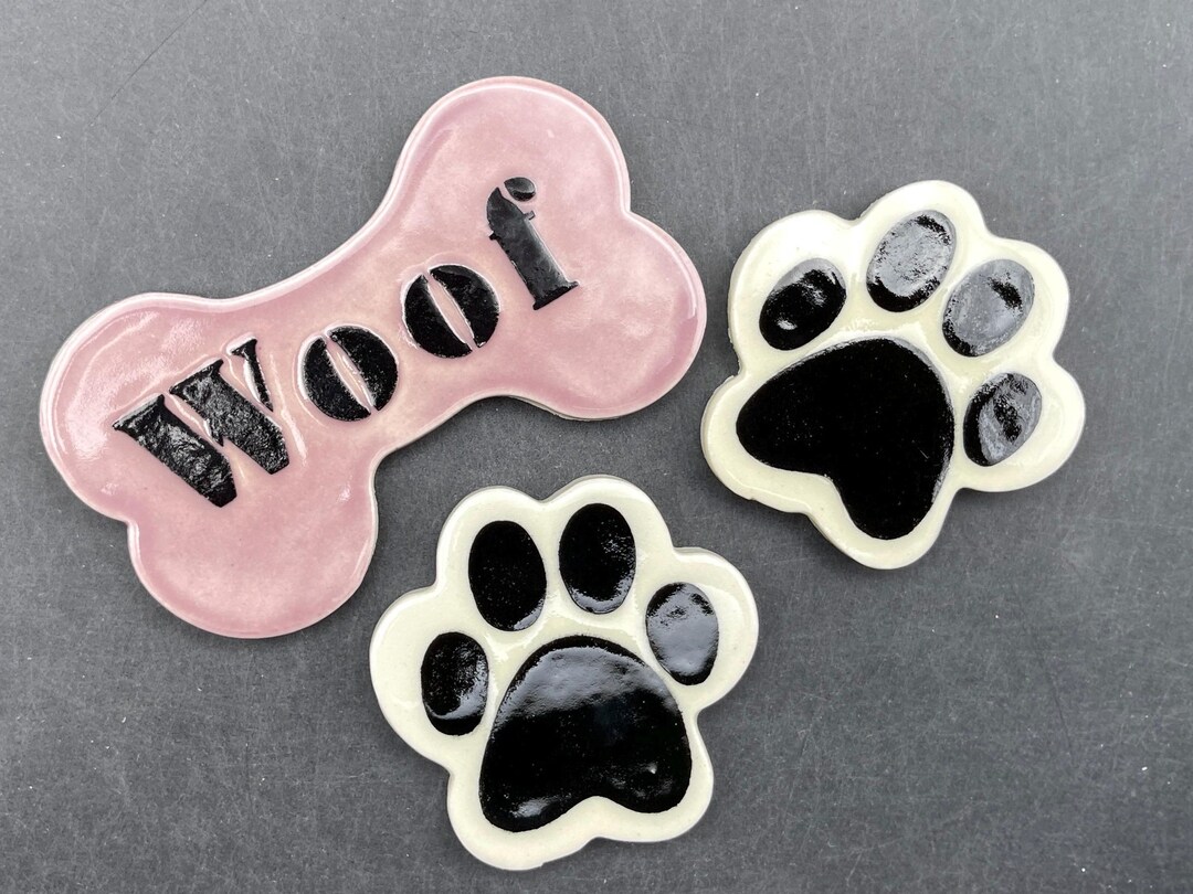 Ceramic Paw Prints and Dog Bone, Mosaic Tiles. Ceramic Tiles, Woof Dog ...