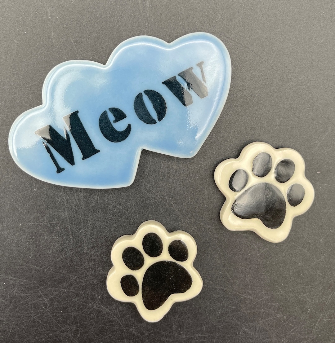 Ceramic Paw Prints, and “meow” Heart Tile, Mosaic Tiles. Ceramic Tiles ...