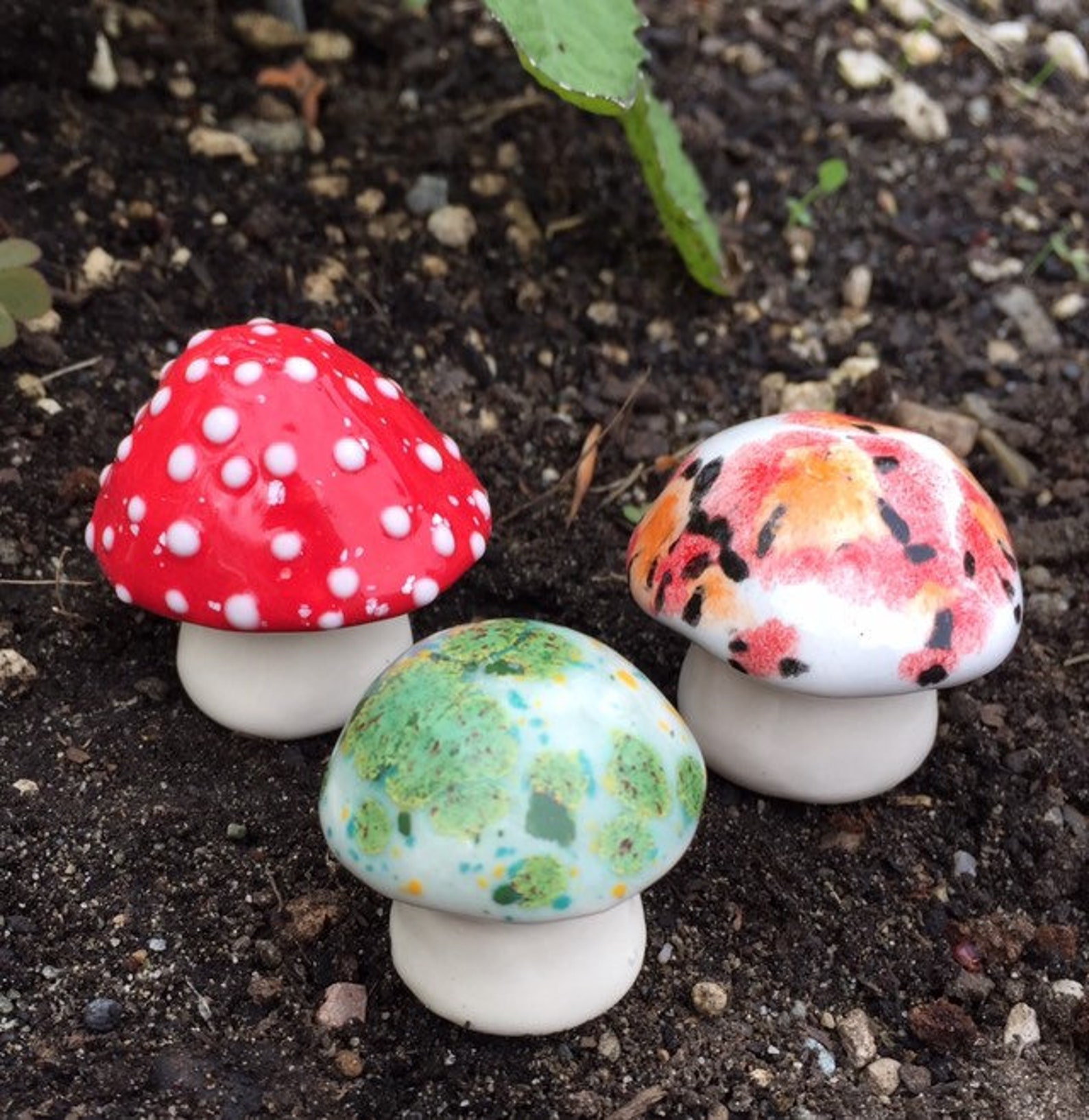 Three Hand Crafted Ceramic Toadstools Fabulous Fungi by - Etsy