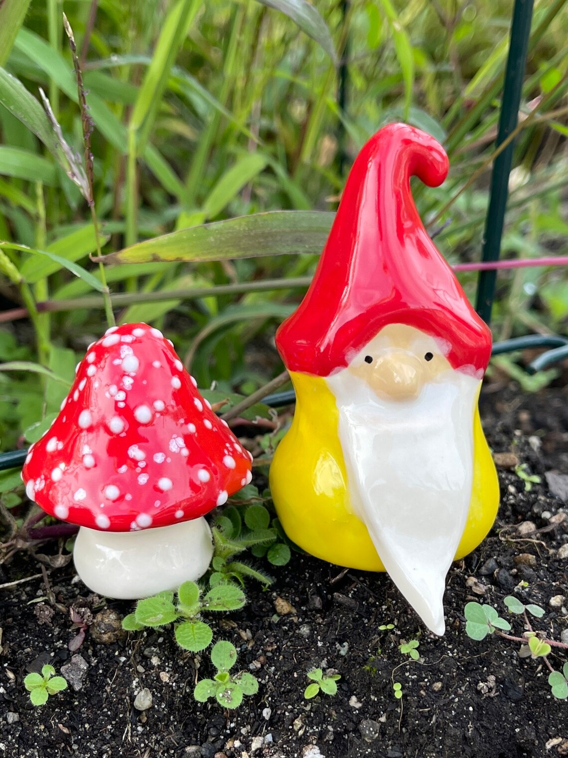 Gnome With One Ceramic Toadstool. Handmade, Ceramic Art. Fabulous Fungi ...