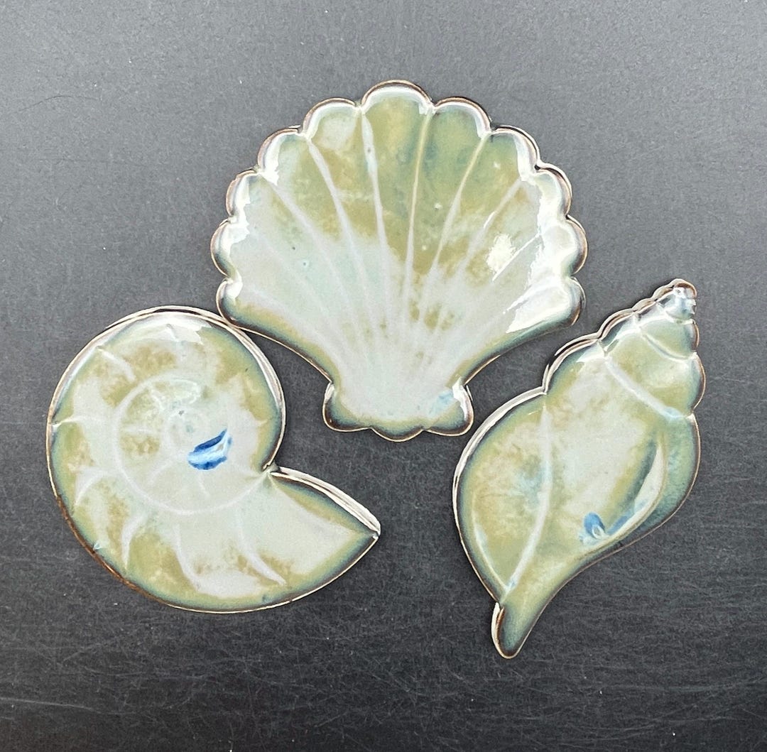 Three Ceramic Mosaic Sea Shell Tiles, Handmade by Fabulousfungi. Indoor ...