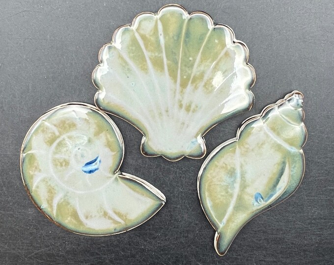Three Ceramic Mosaic Sea Shell Tiles, Handmade by Fabulousfungi. Indoor ...