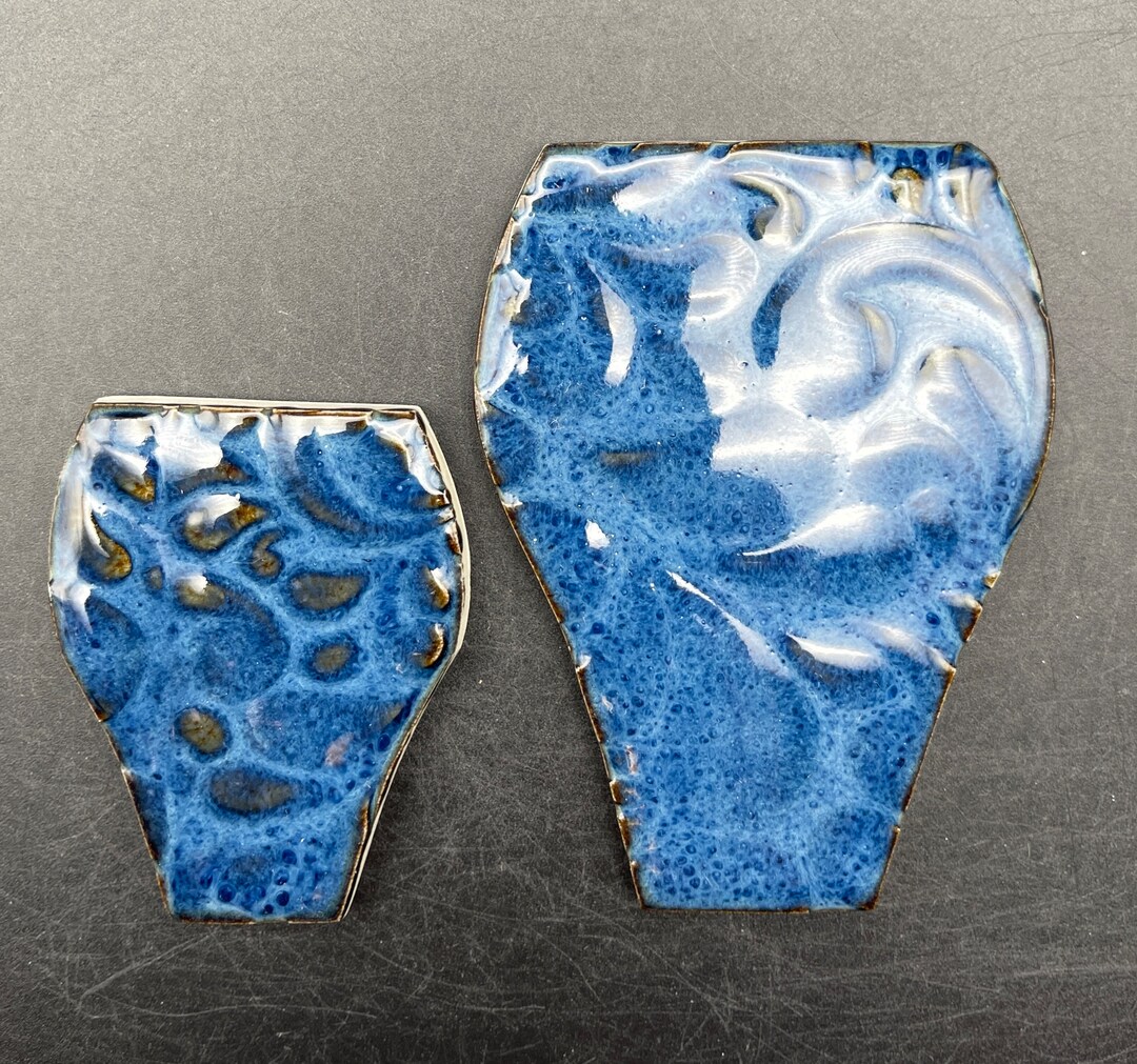 Two Ceramic Vase Tiles, One Large, One Small Vase Tile, Handmade by ...