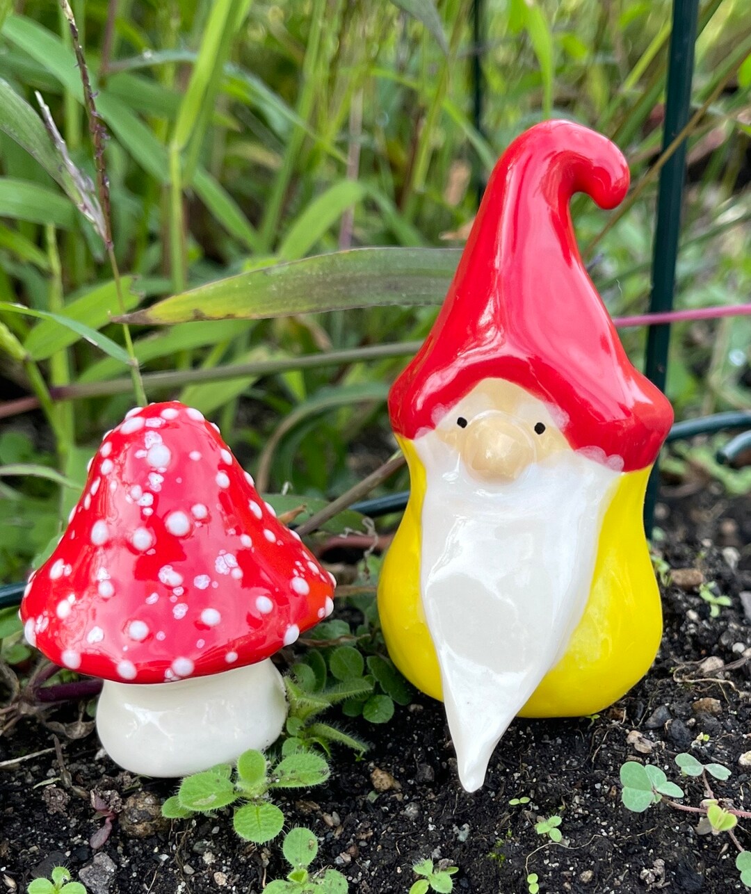Gnome With One Ceramic Toadstool. Handmade, Ceramic Art. Fabulous Fungi ...