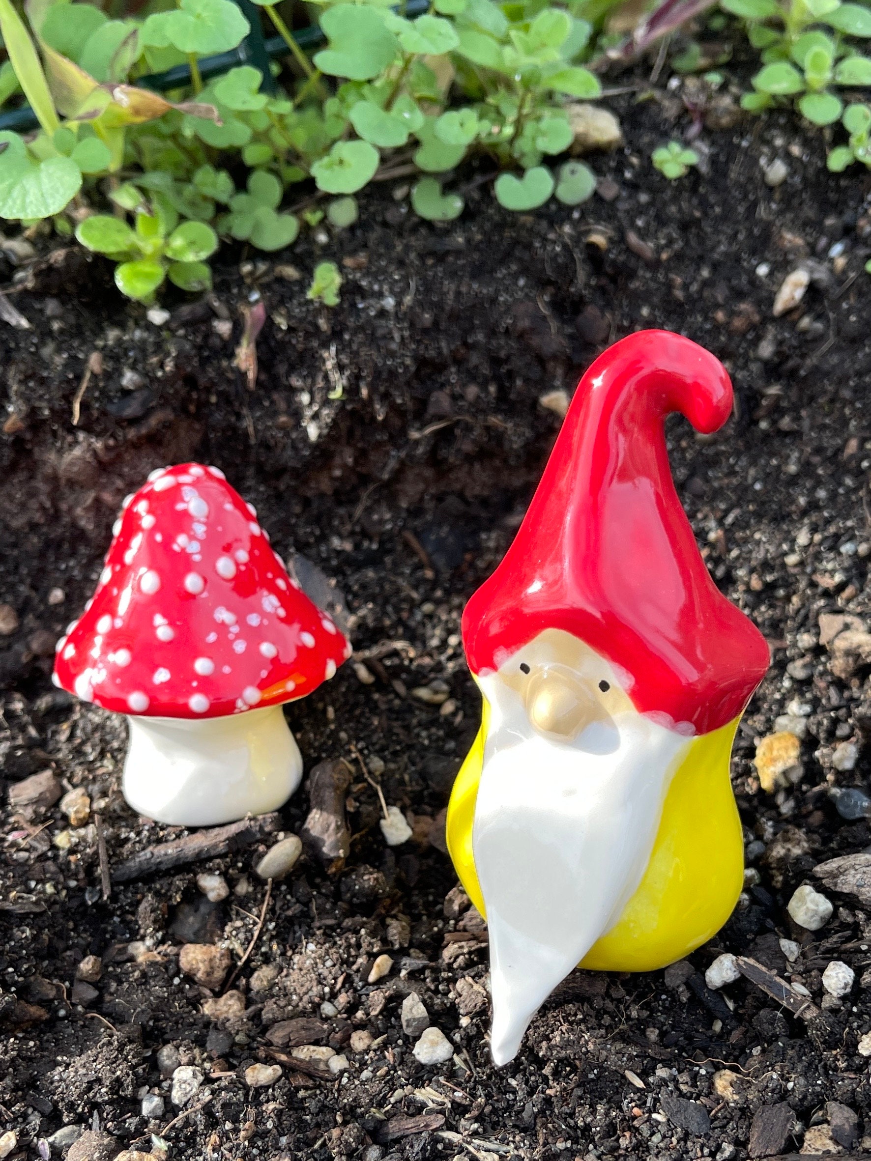 Gnome With One Ceramic Toadstool. Handmade, Ceramic Art. Fabulous Fungi ...