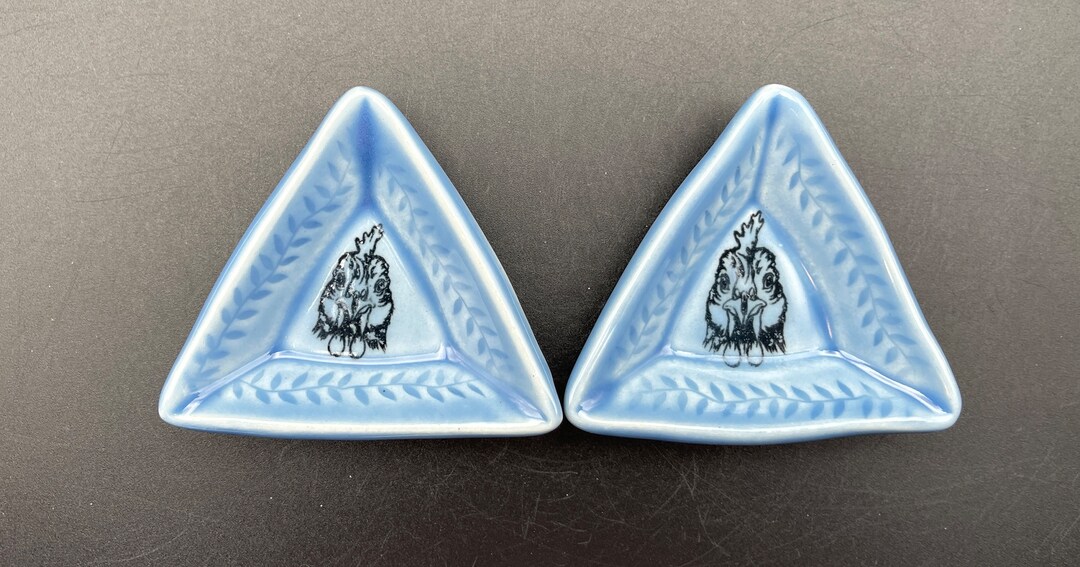 Ceramic Triangle Plates. Set of Two Small Handmade Ceramic Dishes. Ring ...
