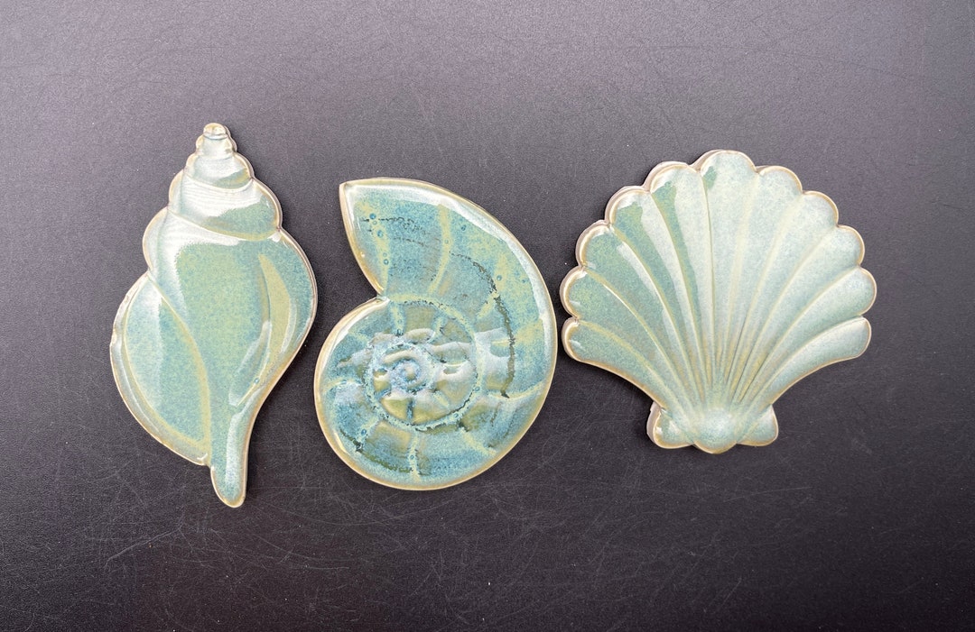 Three Ceramic Mosaic Sea Shell Tiles, Handmade by Fabulousfungi. Indoor ...