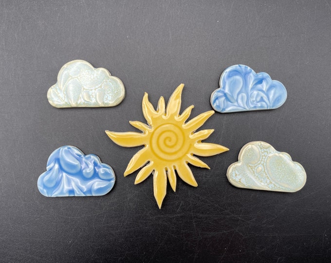 Bright Sun Burst Ceramic Mosaic Tile, With Four Cloud Tiles, by ...