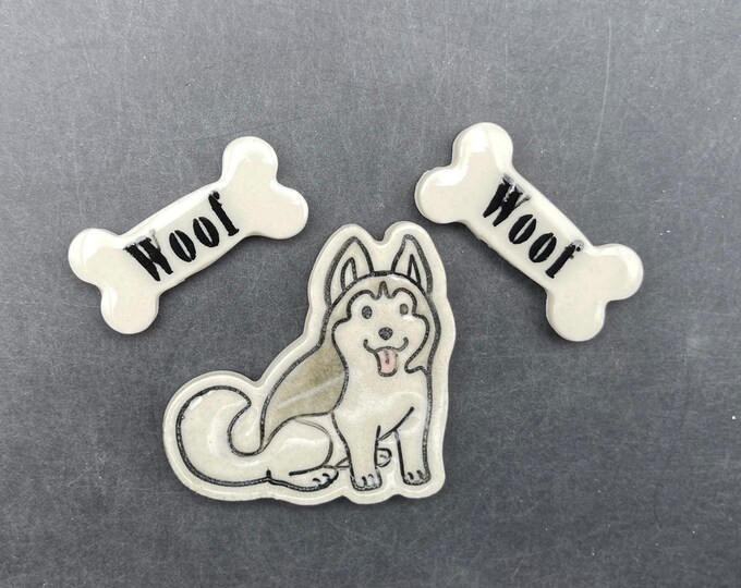 Reserved for Lisa Ceramic Husky Dog Tile and Bone Tile, Mosaic Tiles ...