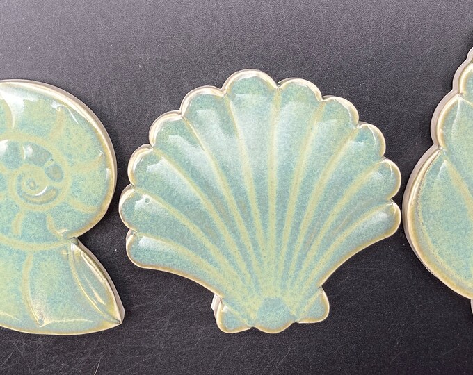 Three Ceramic Mosaic Sea Shell Tiles, Handmade by Fabulousfungi. Indoor ...