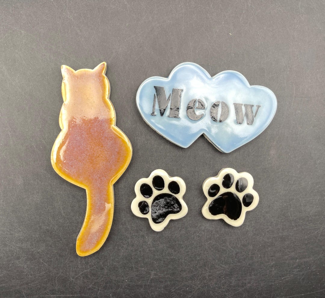 Ceramic Paw Prints, Cat Mosaic Tile, and “meow” Heart Tile. Ceramic ...