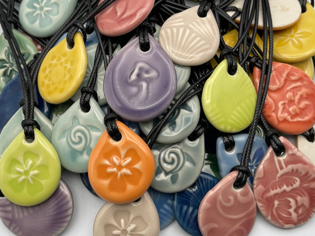 Beautiful Pendant Necklace. Handmade Teardrop Shaped Ceramic Pendant by ...