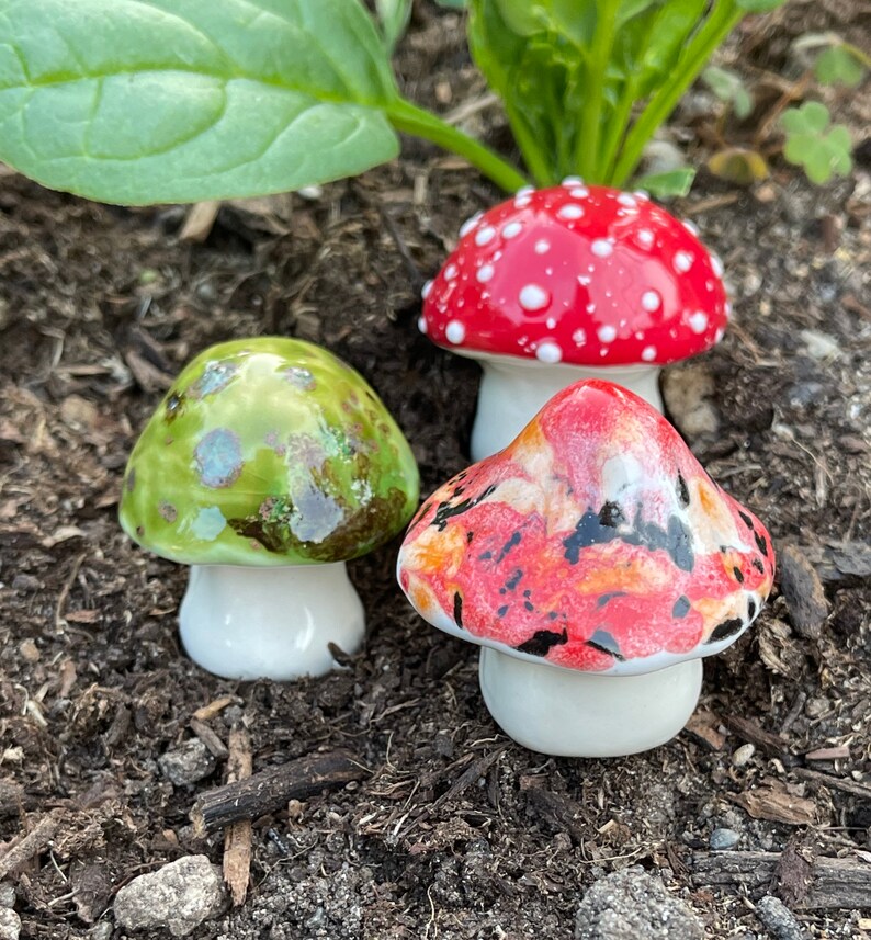 Fairy Mushrooms three Ceramic Toadstools Fabulous Fungi by - Etsy