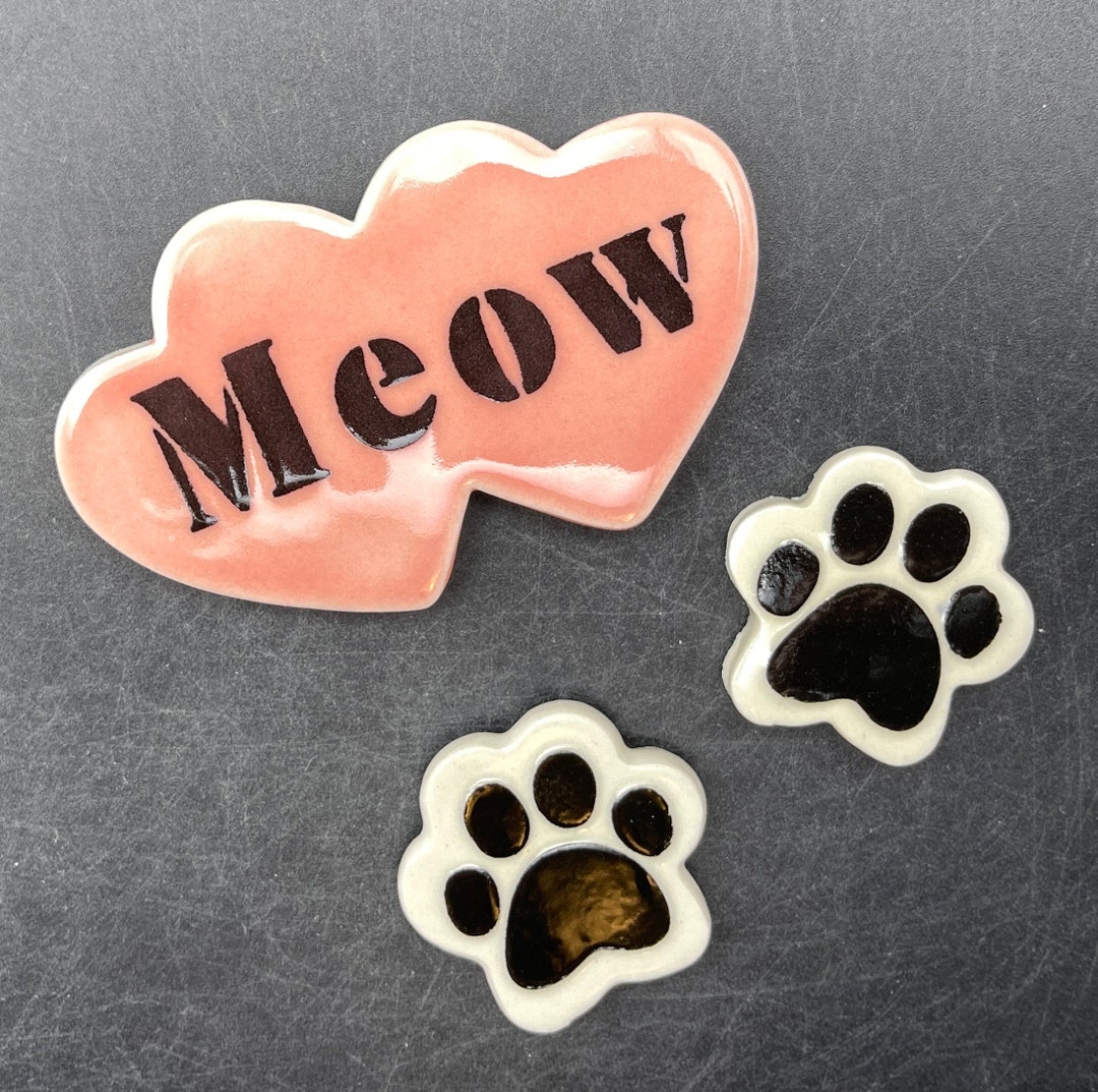 Ceramic Paw Prints and meow Heart Tile Mosaic Tiles. - Etsy