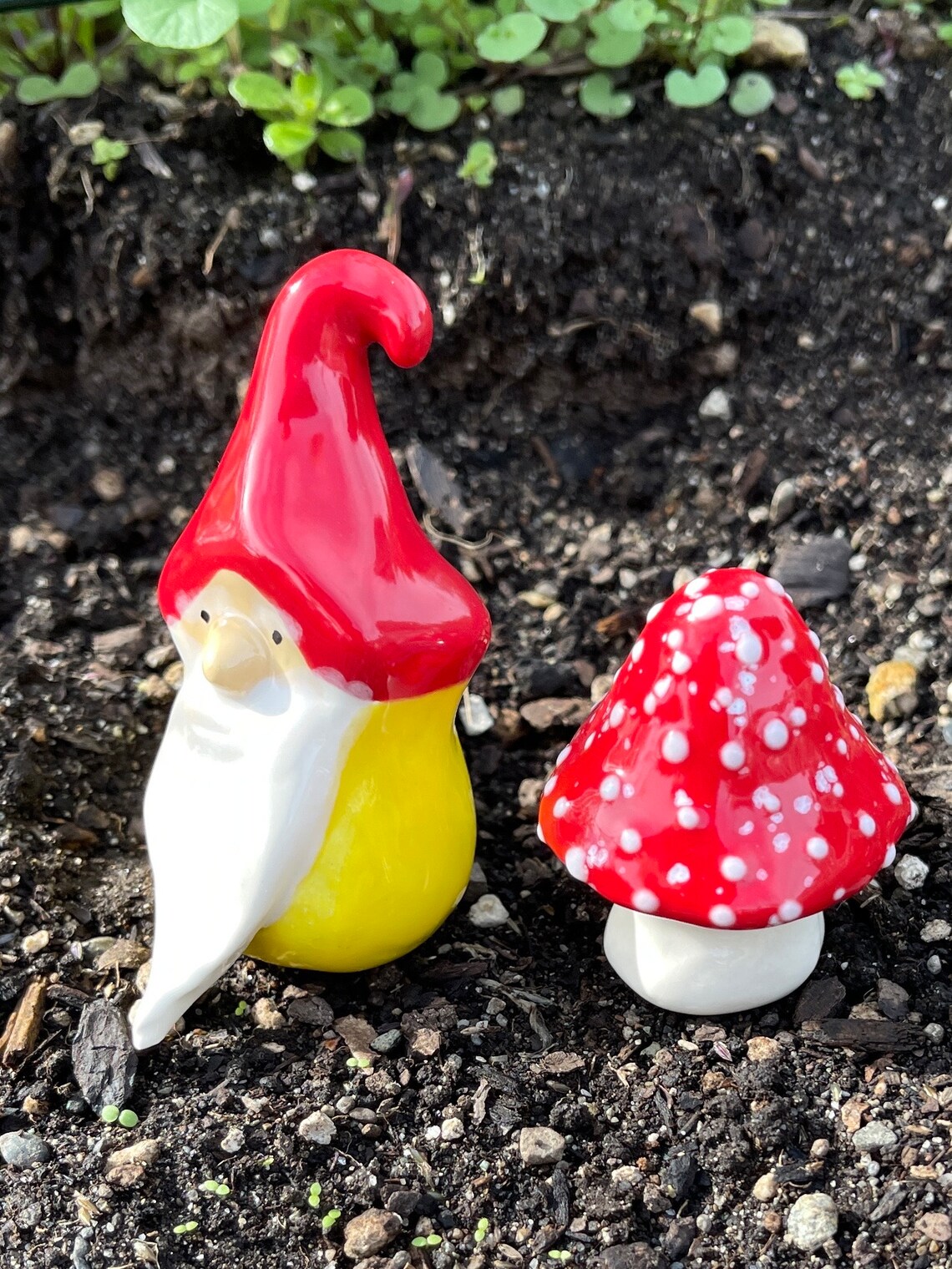 Gnome With One Ceramic Toadstool. Handmade, Ceramic Art. Fabulous Fungi ...