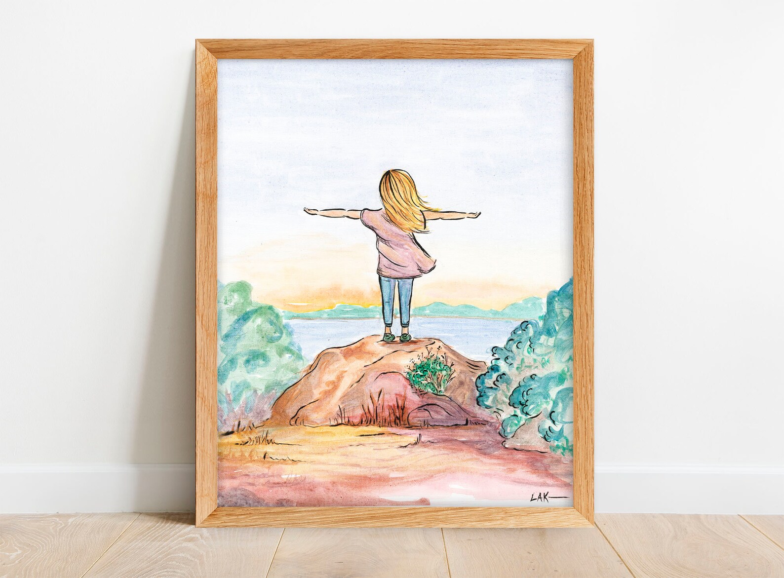 Girl in Nature Art Print 8x10 11x14 Hippie Girl Artwork Nature Lover ...