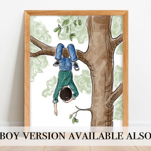 Girl in a Tree Print - Cute Art for Girls Room - Boho Kids Decor - Girl ...