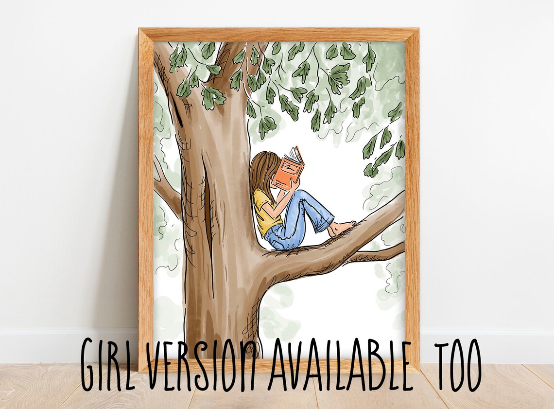 Boy Reading Print Reading Nook Art Classroom Art Reading - Etsy
