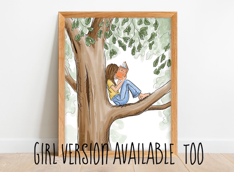 Boy Reading Print - Reading Nook Art - Classroom Art - Reading Art ...