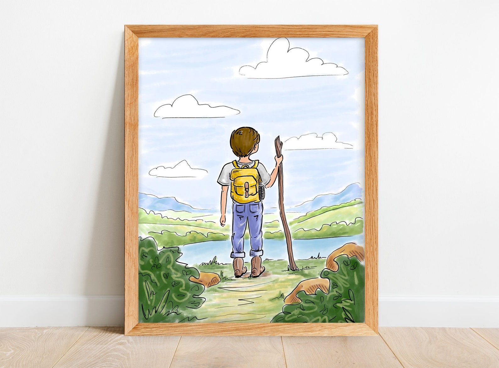 Boy Hiking Print – Adventure Art for Boys Room - Children Outside in ...
