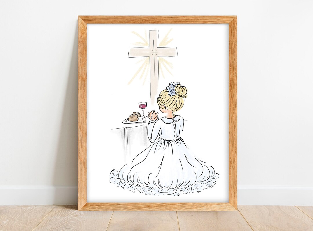 1st Communion Gift - Catholic Gift - First Communion Drawing - Rosary ...