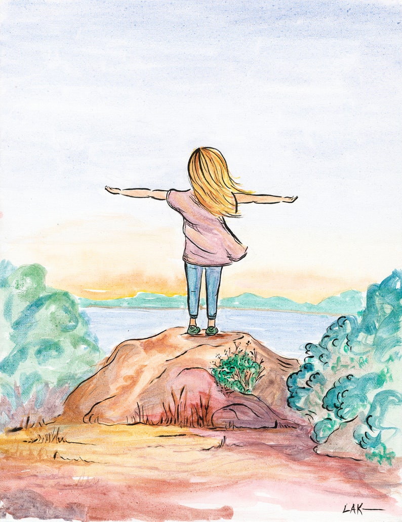 Girl in Nature Art Print 8x10 11x14 Hippie Girl Artwork Nature Lover ...