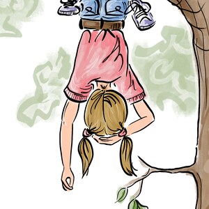 Girl in a Tree Print - Cute Art for Girls Room - Boho Kids Decor - Girl ...