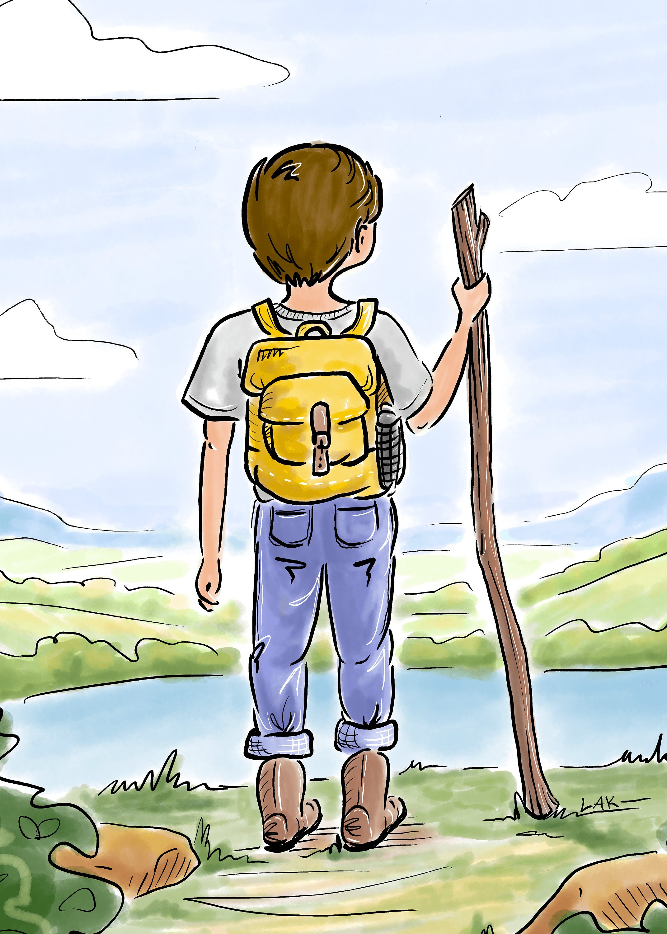 Boy Hiking Print – Adventure Art for Boys Room - Children Outside in ...