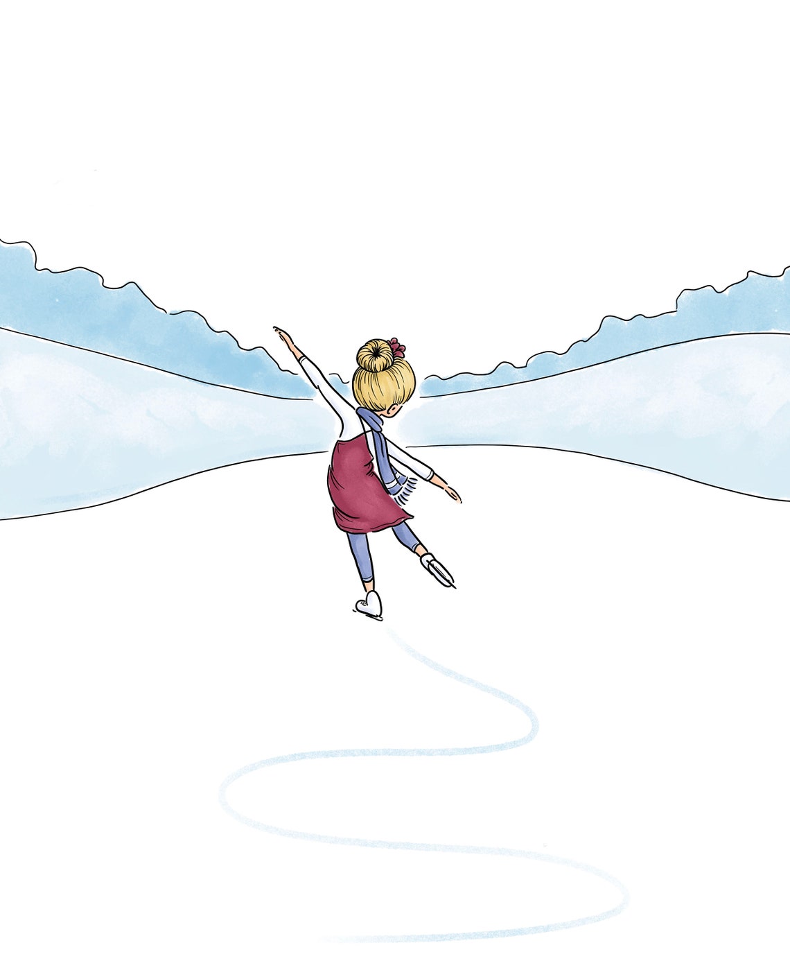 Girl Ice Skating Print Figure Skater Art Ice Dancing | Etsy