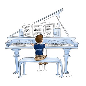 Boy Playing Piano Print - Drawing of Boy - Musical Drawing - Piano ...