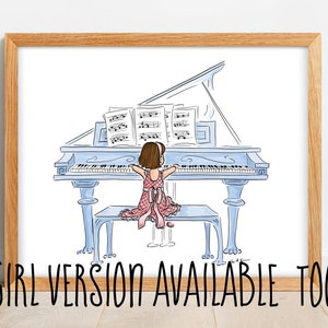 Boy Playing Piano Print - Drawing of Boy - Musical Drawing - Piano ...