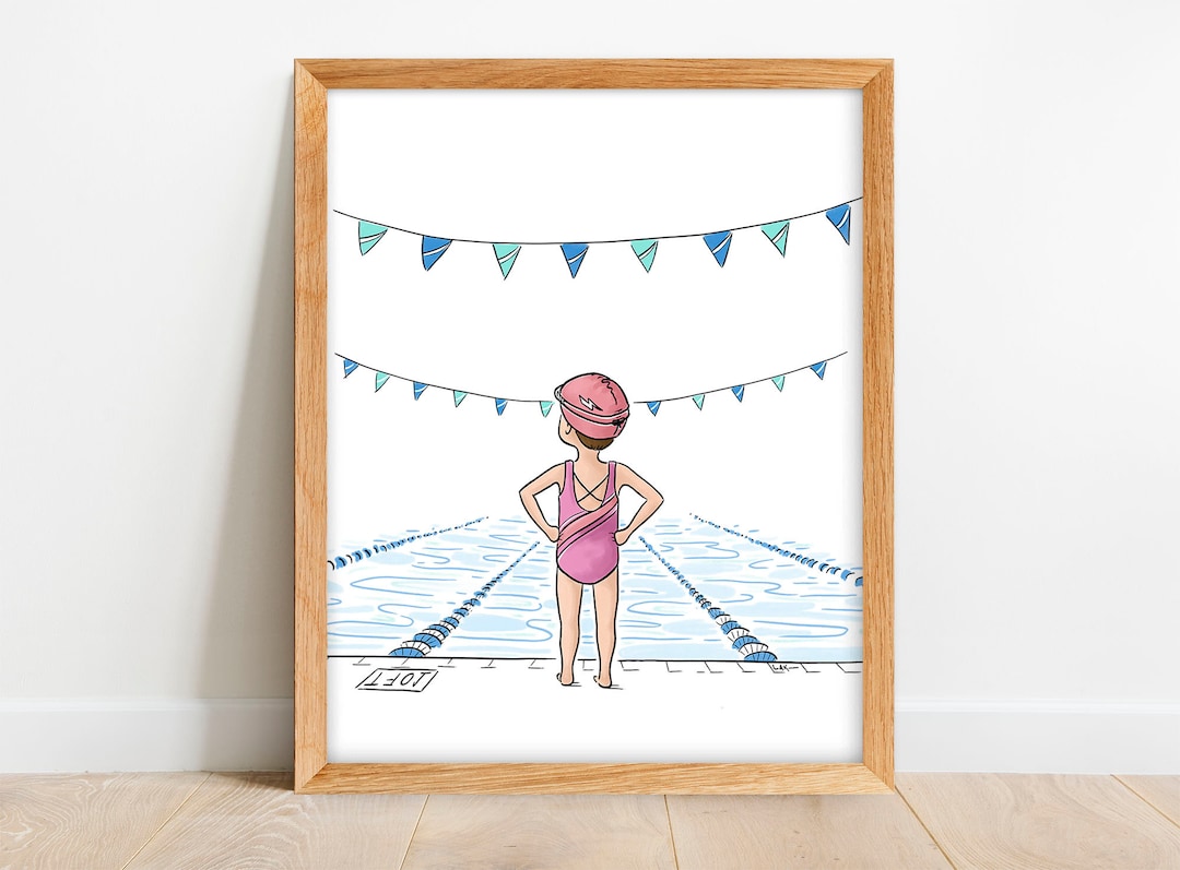 Girl Swimming Print Drawing of Girl Swimmer Swim Team Gift - Etsy