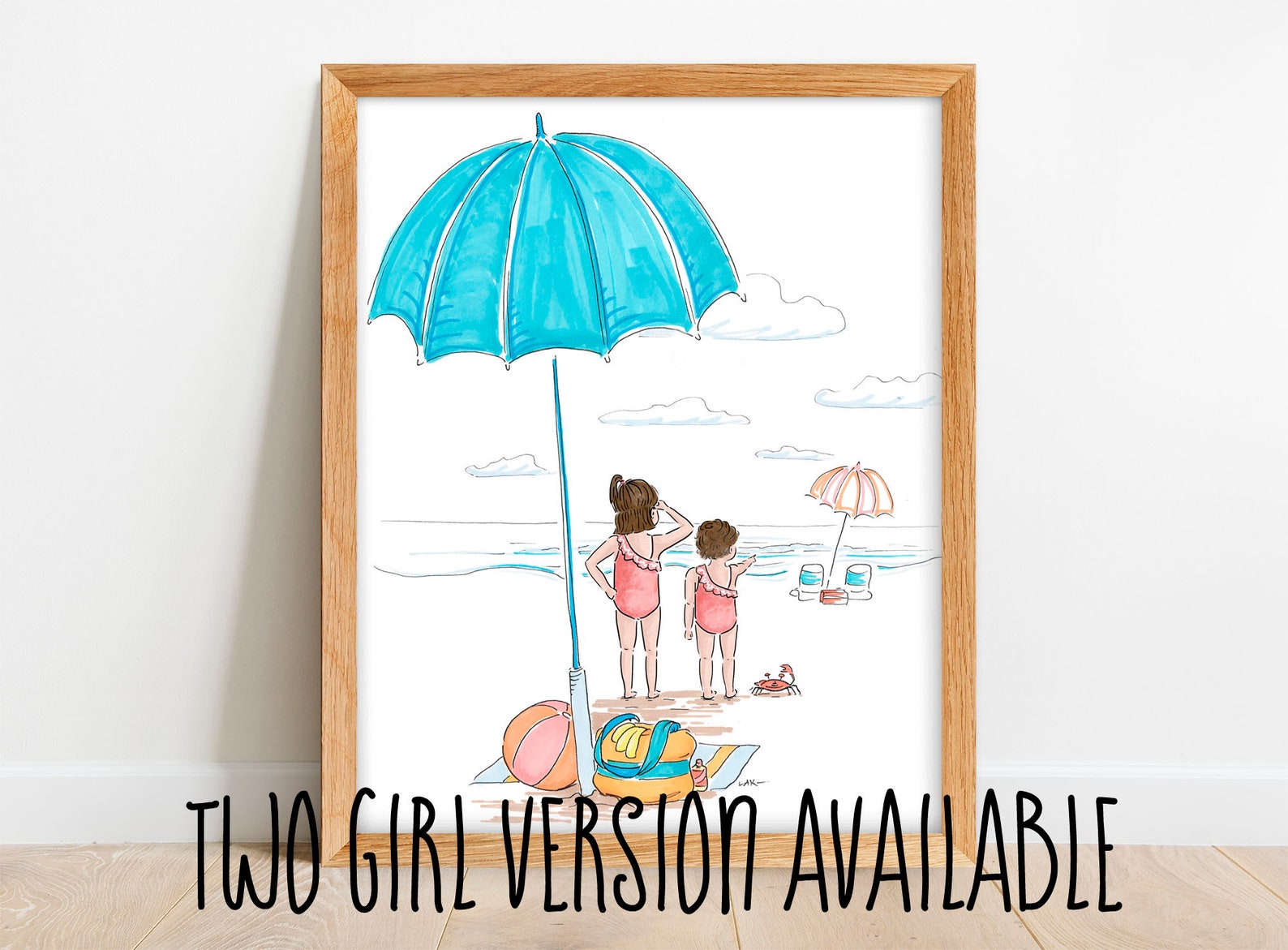 Vintage Beach Babe Wall Art Print 8x10 11x14 Girl at Beach | Etsy