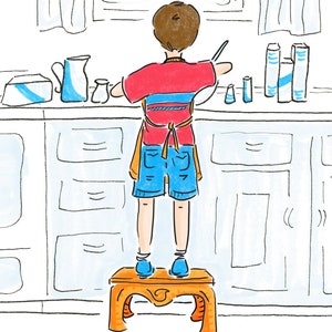Boy Baking Boy Cooking Chef Art Kids in the Kitchen Kitchen Print Kids ...