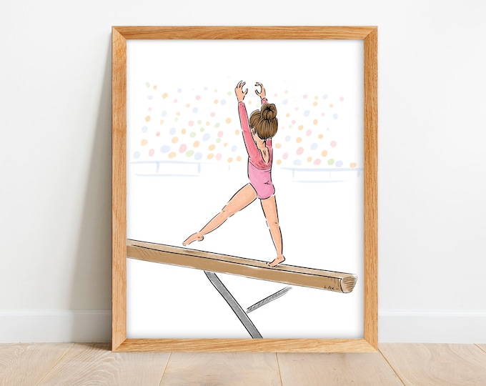Gymnastics Artwork - Gymnastics Print - Girl Doing Gymnastics - Girl ...