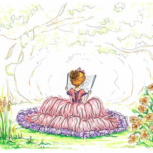 Princess Wall Art for Playroom Reading Girl 8x10 Pink Fairy Tale Art ...