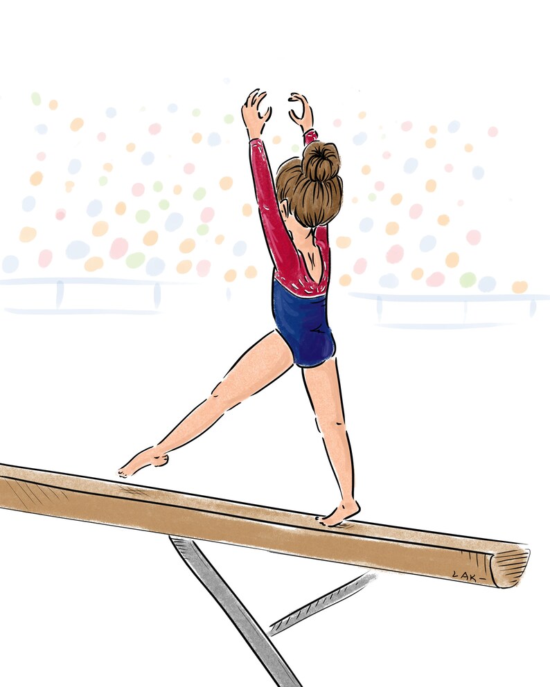 Gymnastics Artwork - Gymnastics Print - Girl Doing Gymnastics - Girl ...