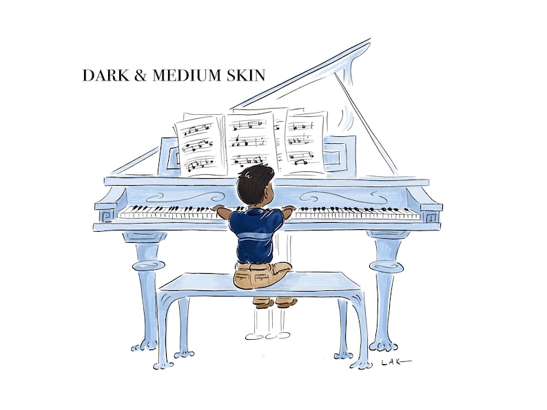 Boy Playing Piano Print Drawing of Boy Musical Drawing | Etsy