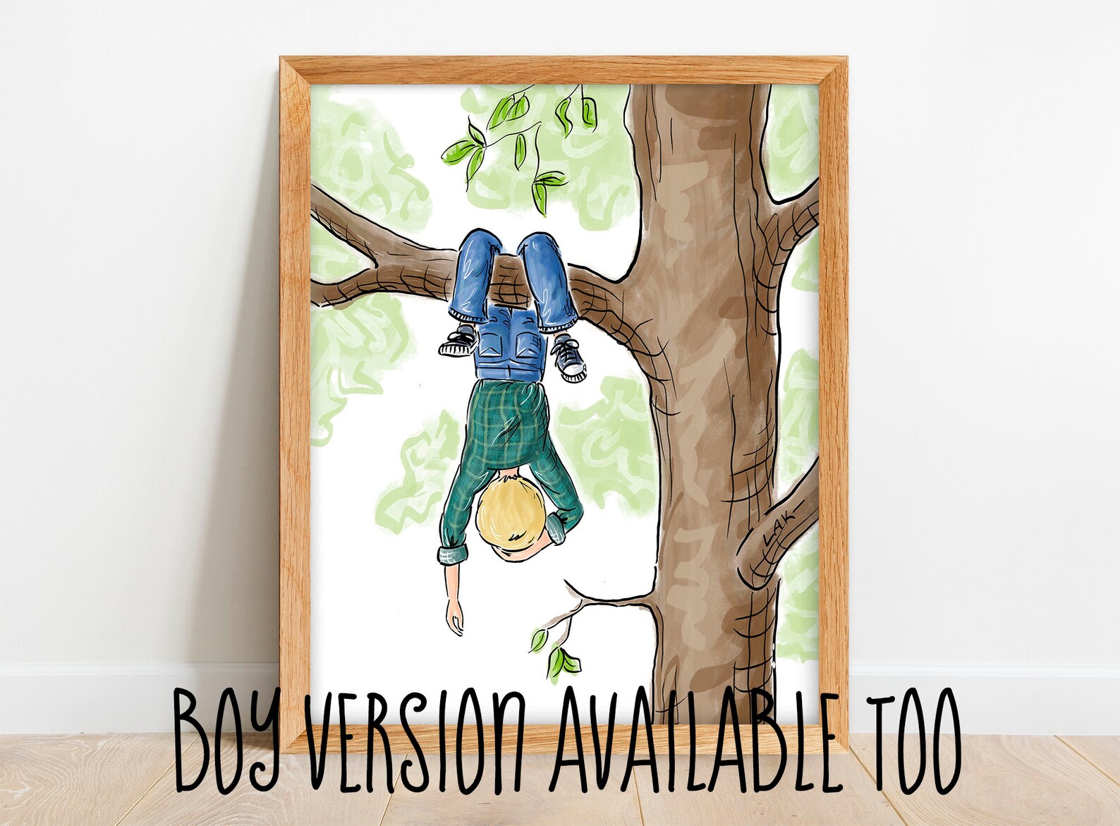 Girl in a Tree Print Cute Art for Girls Room Boho Kids | Etsy