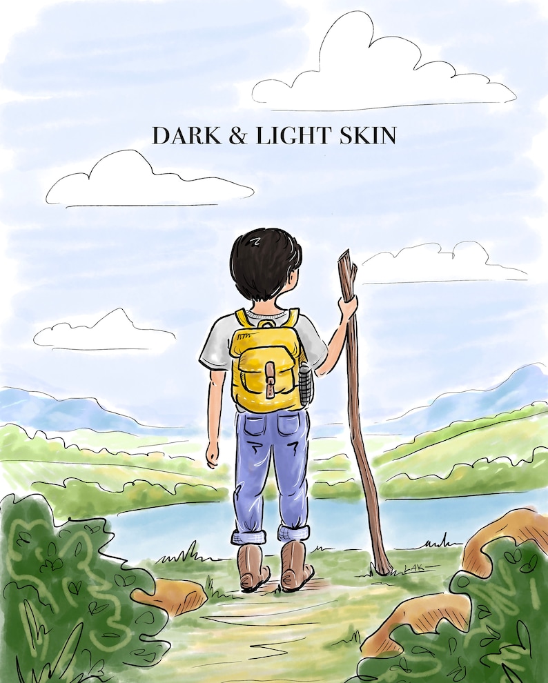 Boy Hiking Print – Adventure Art for Boys Room - Children Outside in ...